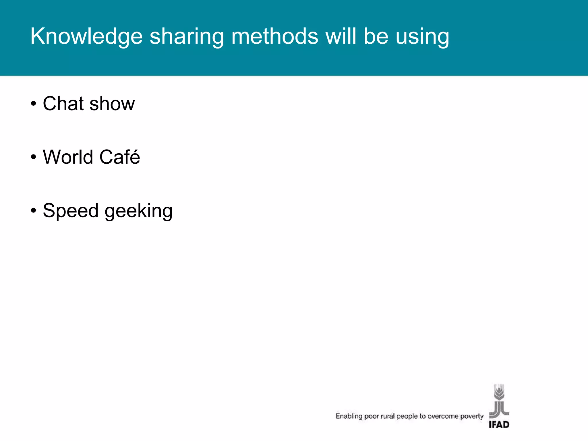 Knowledge sharing methods | PPT