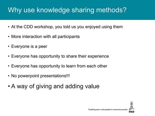 Knowledge sharing methods | PPT