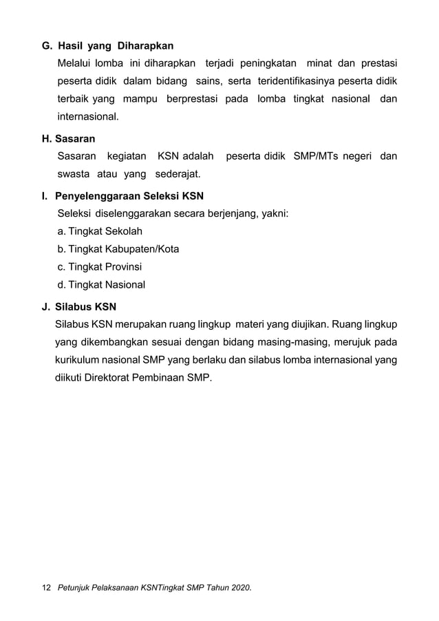 Ksn petunjuk pelaksanaan tahun 2020 | PDF