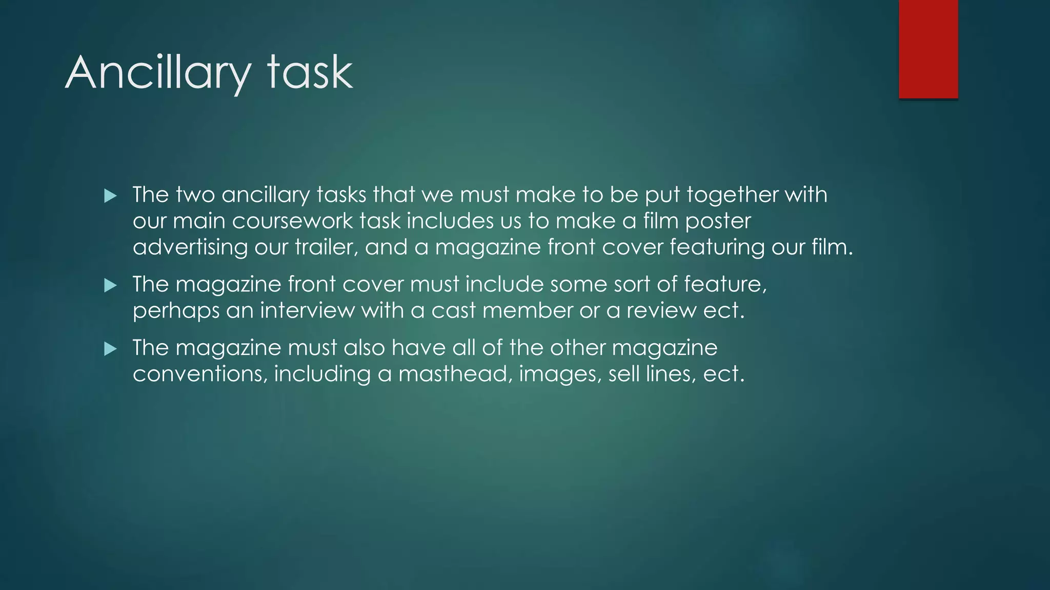 A2 Media Studies Ancillary task | PPTX