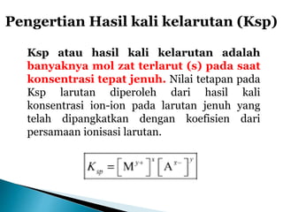 Mata Kuliah Kimia Dasar II - Kelarutan (s) | PPTX