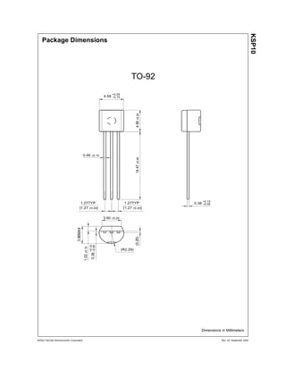 Original NPN Transistor KSP10 KSP 10 TO-92 New | PDF