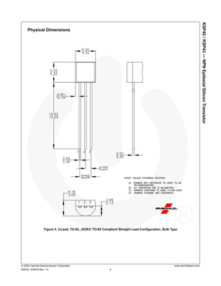 Original NPN Transistor KSP42 KSPA42 A42 0.5A 300V TO-92 New Fairchild ...