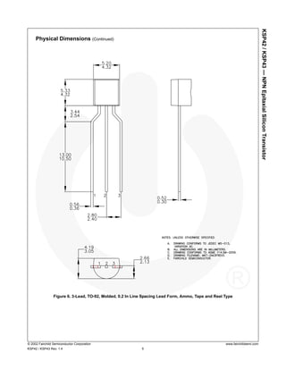 Original NPN Transistor KSP42 KSPA42 A42 0.5A 300V TO-92 New Fairchild ...