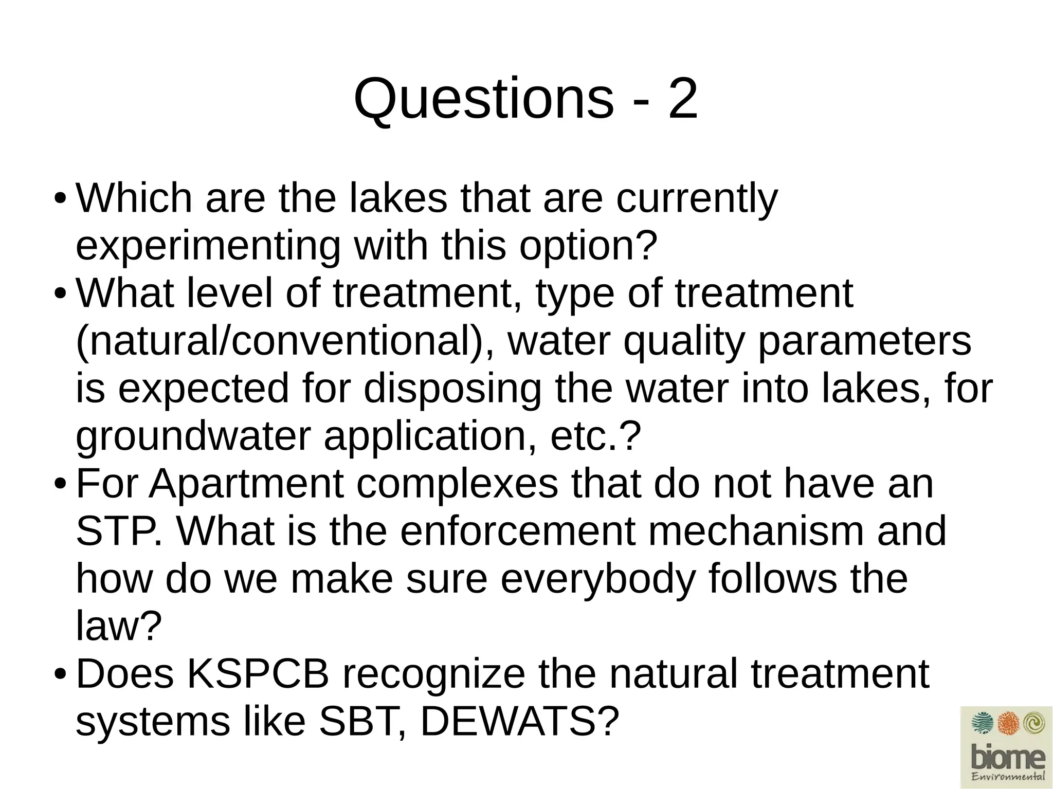 Can treated STP water be let into lakes and recharge wells ? | PDF