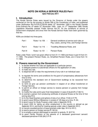Kerala Service Rules part I Note uploaded by T james Joseph ...