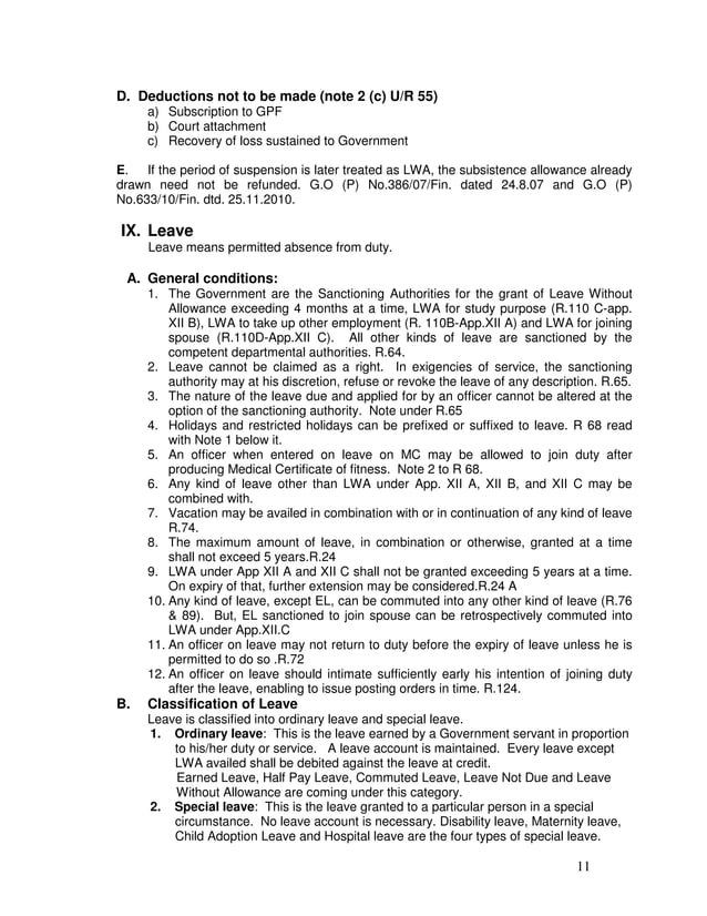 Kerala Service Rules part I Note uploaded by T james Joseph Adhikarathil | PDF