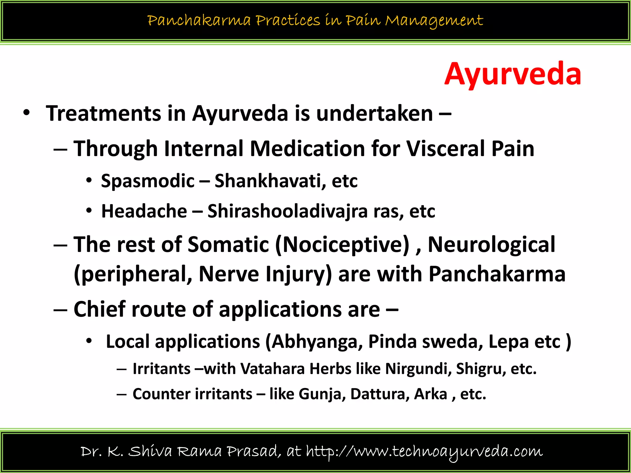 Ksr panchakarma in pain | PDF