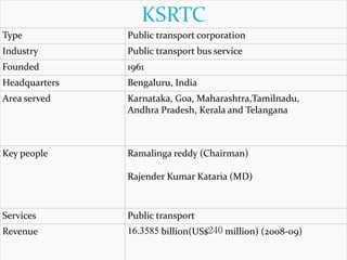 Ksrtc profile and services | PPTX