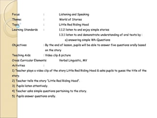 Kssr 2012 yr3 little red riding hood presentation | PPT