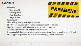 Ingredients used in cosmetics | PPTX