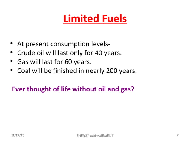 ENERGY MANAGEMENT USE OF FOSSIL FUEL | PPT