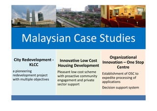 Kt case studies on urban innovations in kl malaysia introductio | PDF