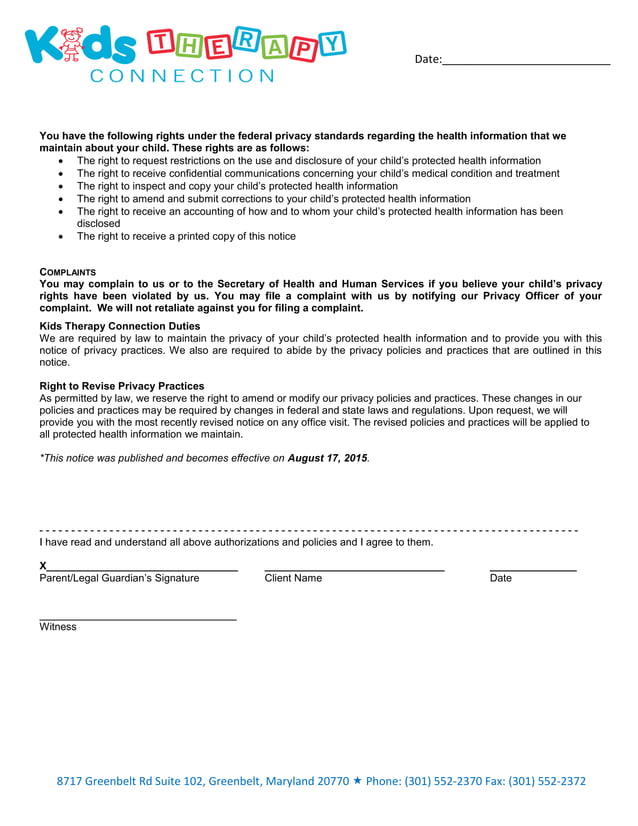 KTC HIPPA Release Form | PDF