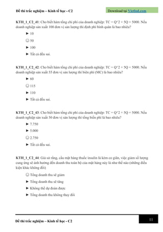 Bộ đề trắc nghiệm môn Kinh tế học - Chương 2 | PDF