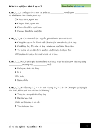 Bộ đề trắc nghiệm môn Kinh tế học - Chương 2 | PDF