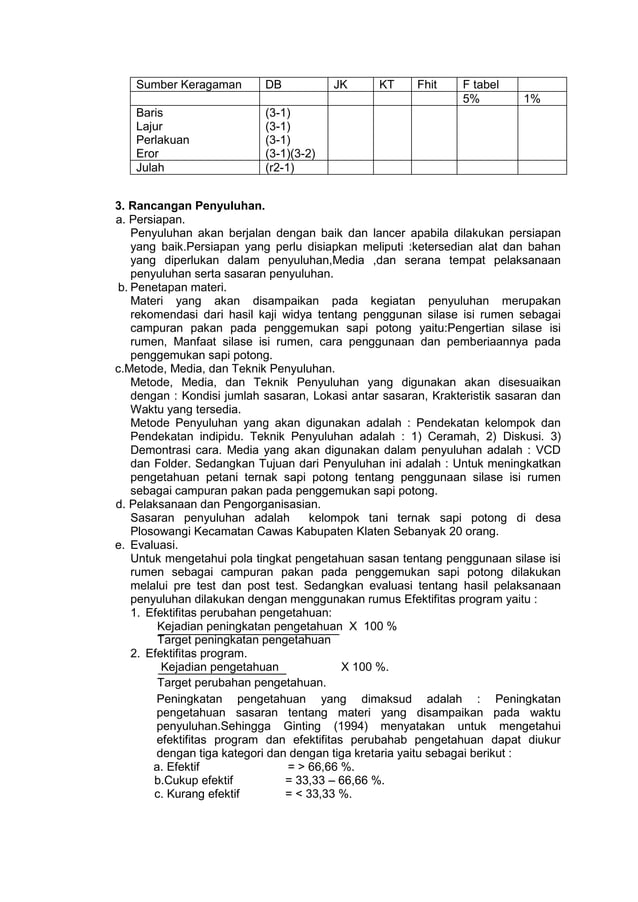 Rancangan Penyuluhan Penggunaan Silase Isi Rumen Kulit Buah Kakao ...