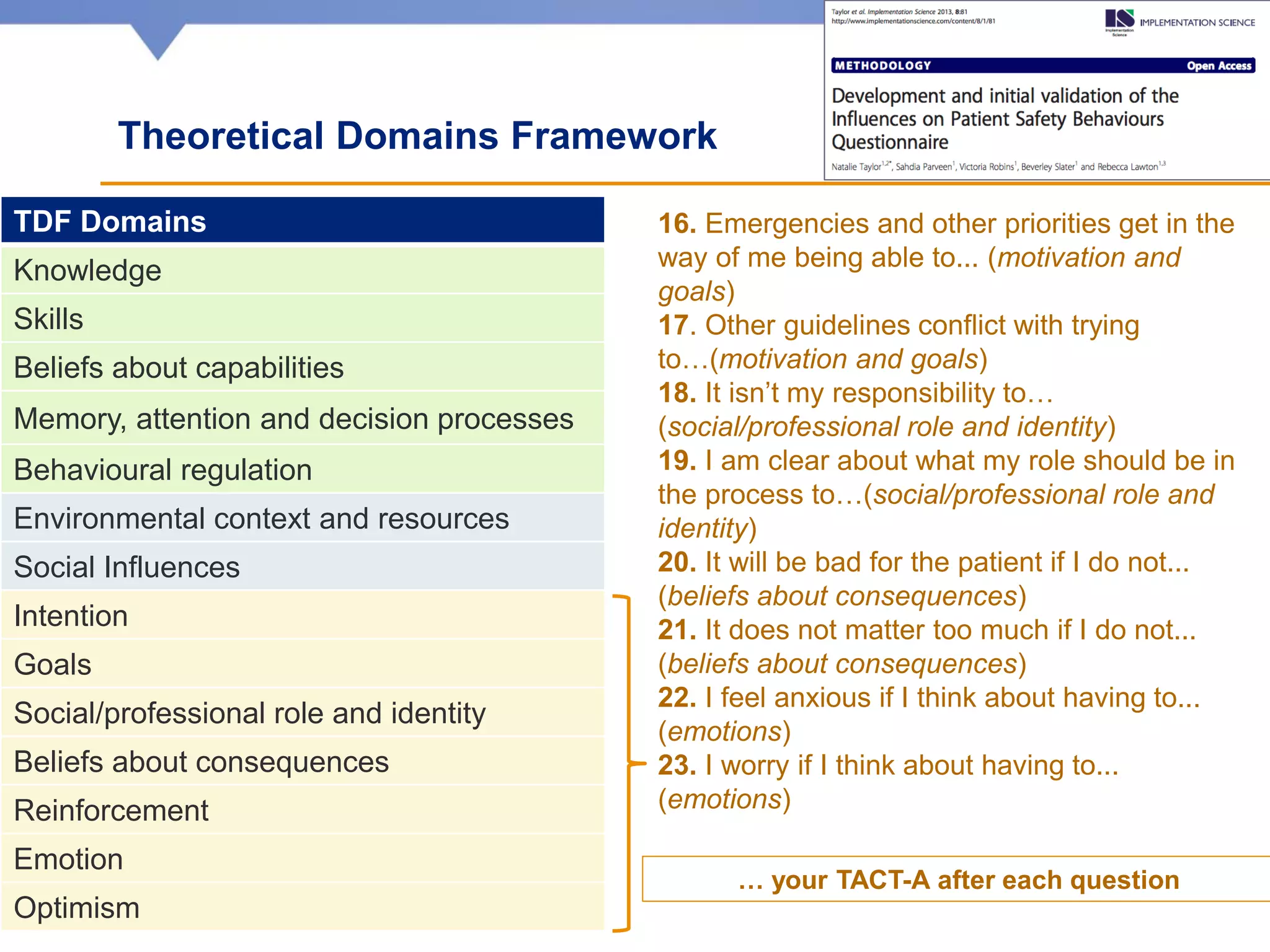 Webinar 5: Identifying barriers and enablers, and determinants, in ...