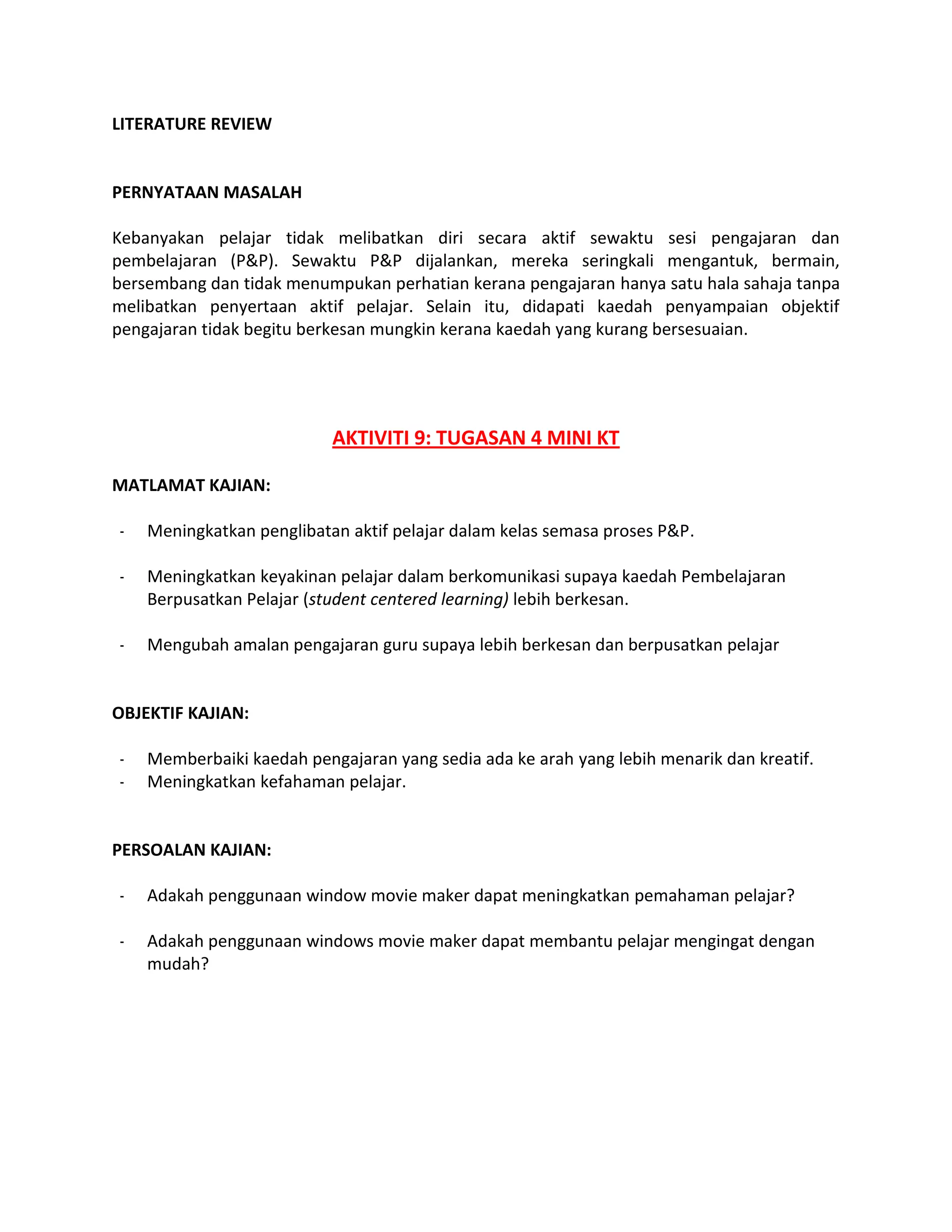 MINI KAJIAN TINDAKAN | DOCX