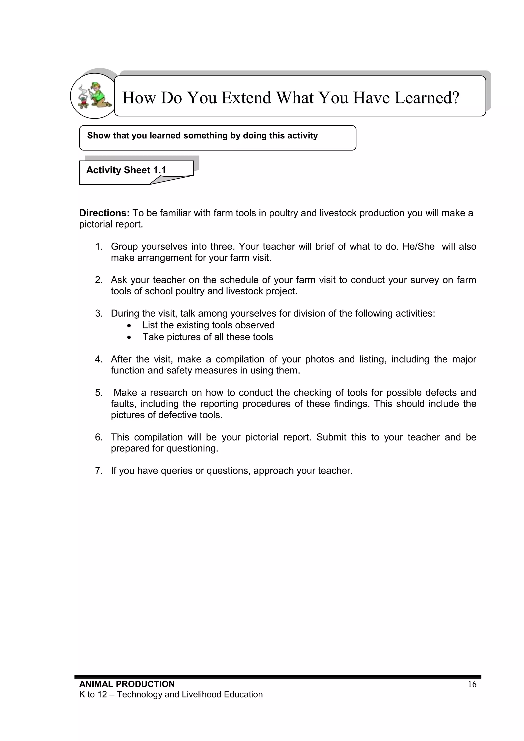 K to 12 animal production learning module | PDF