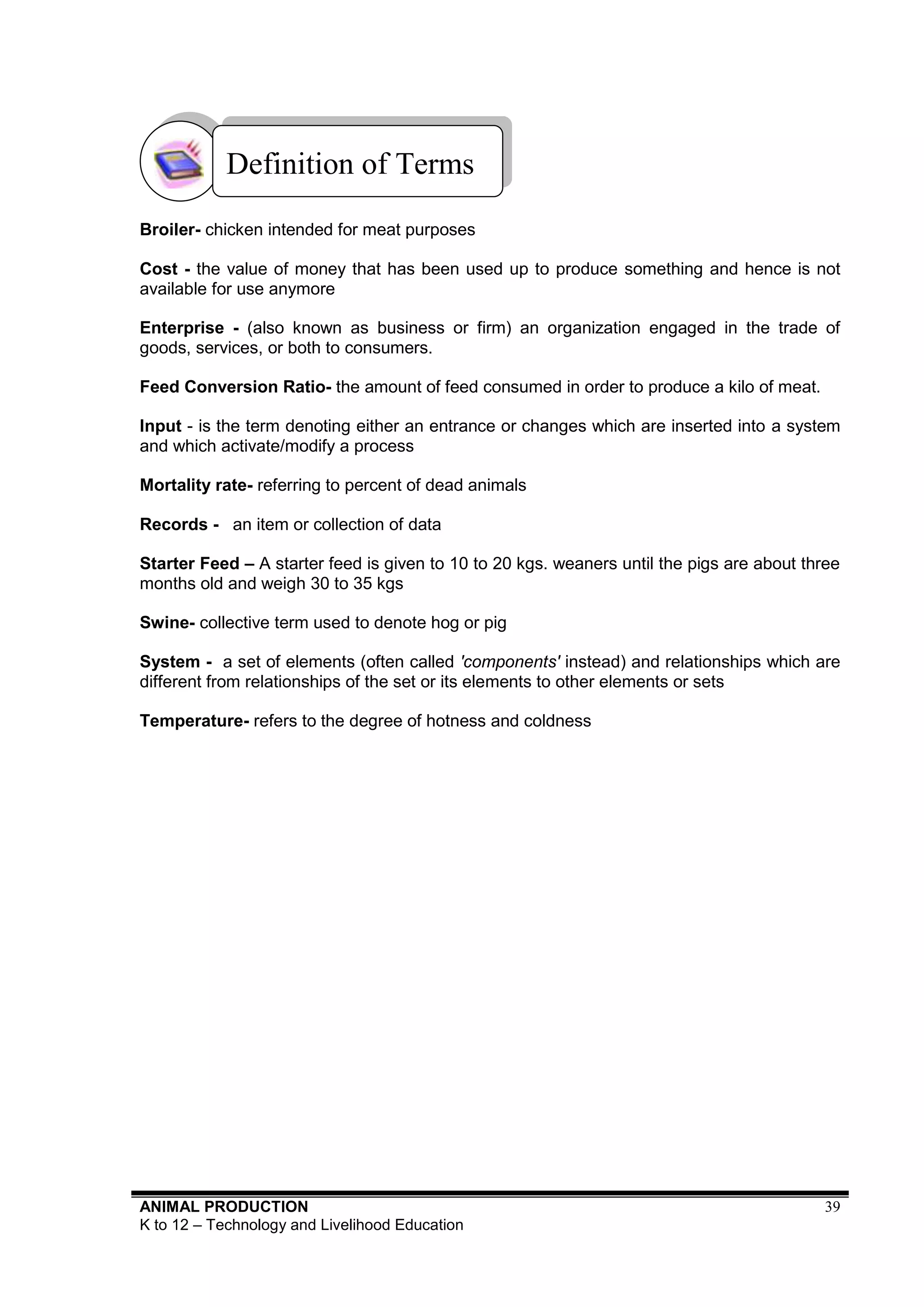 K to 12 animal production learning module | PDF