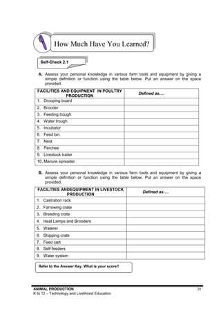 K to 12 animal production learning module | PDF