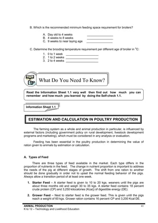 K to 12 animal production learning module | PDF