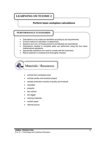 K to 12 animal production learning module | PDF
