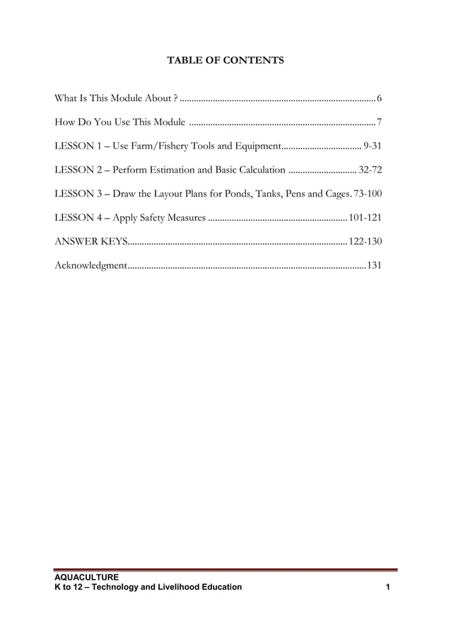 K to 12 Aquaculture Learning Module | PDF