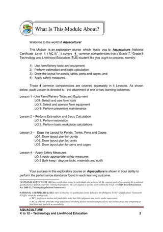 K to 12 Aquaculture Learning Module | PDF