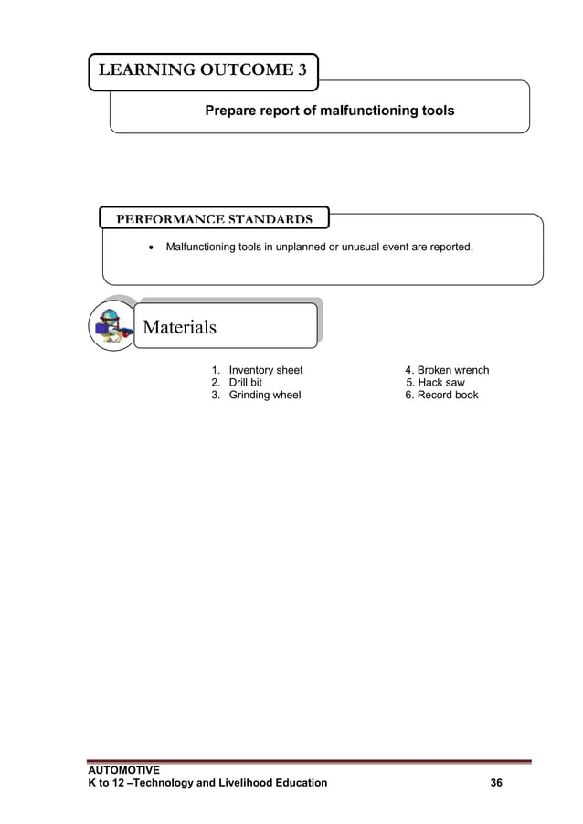 K to 12 automotive learning module | PDF | Automotive Industry | Industries