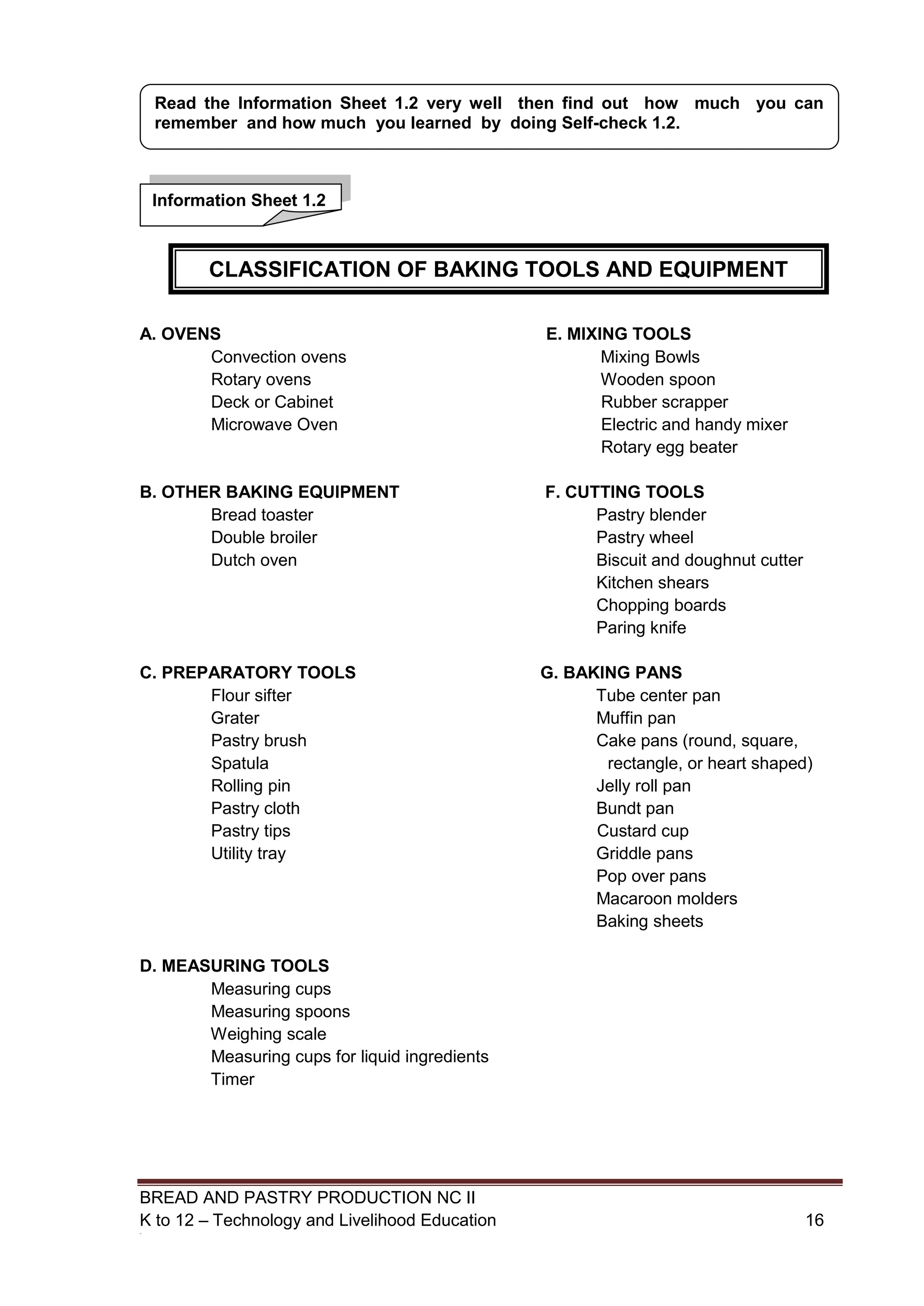 K to 12 bread and pastry learning module | PDF