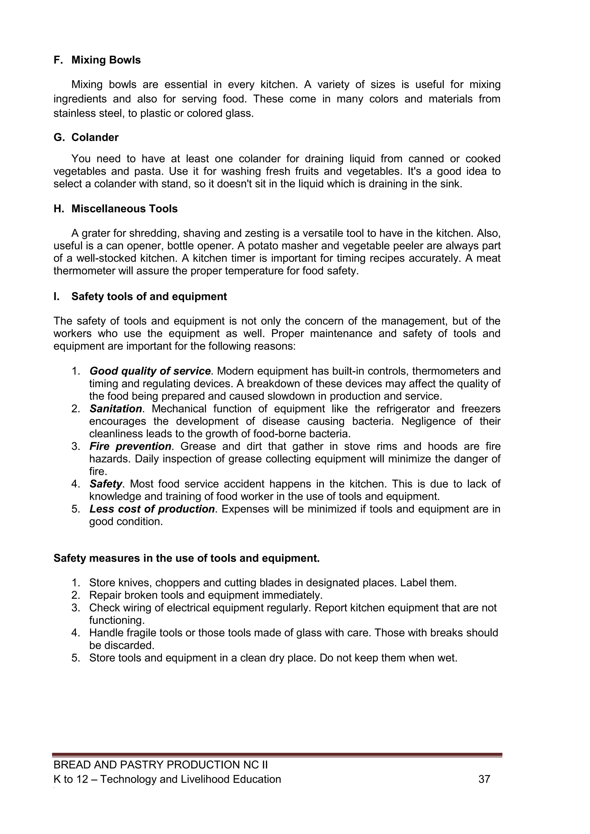 K to 12 bread and pastry learning module | PDF