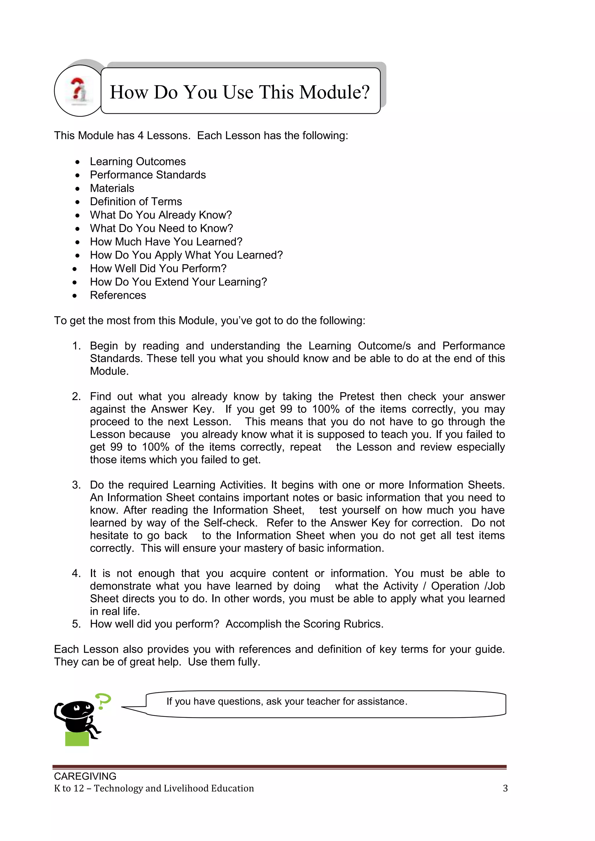 K to 12 caregiving learning modules | PDF