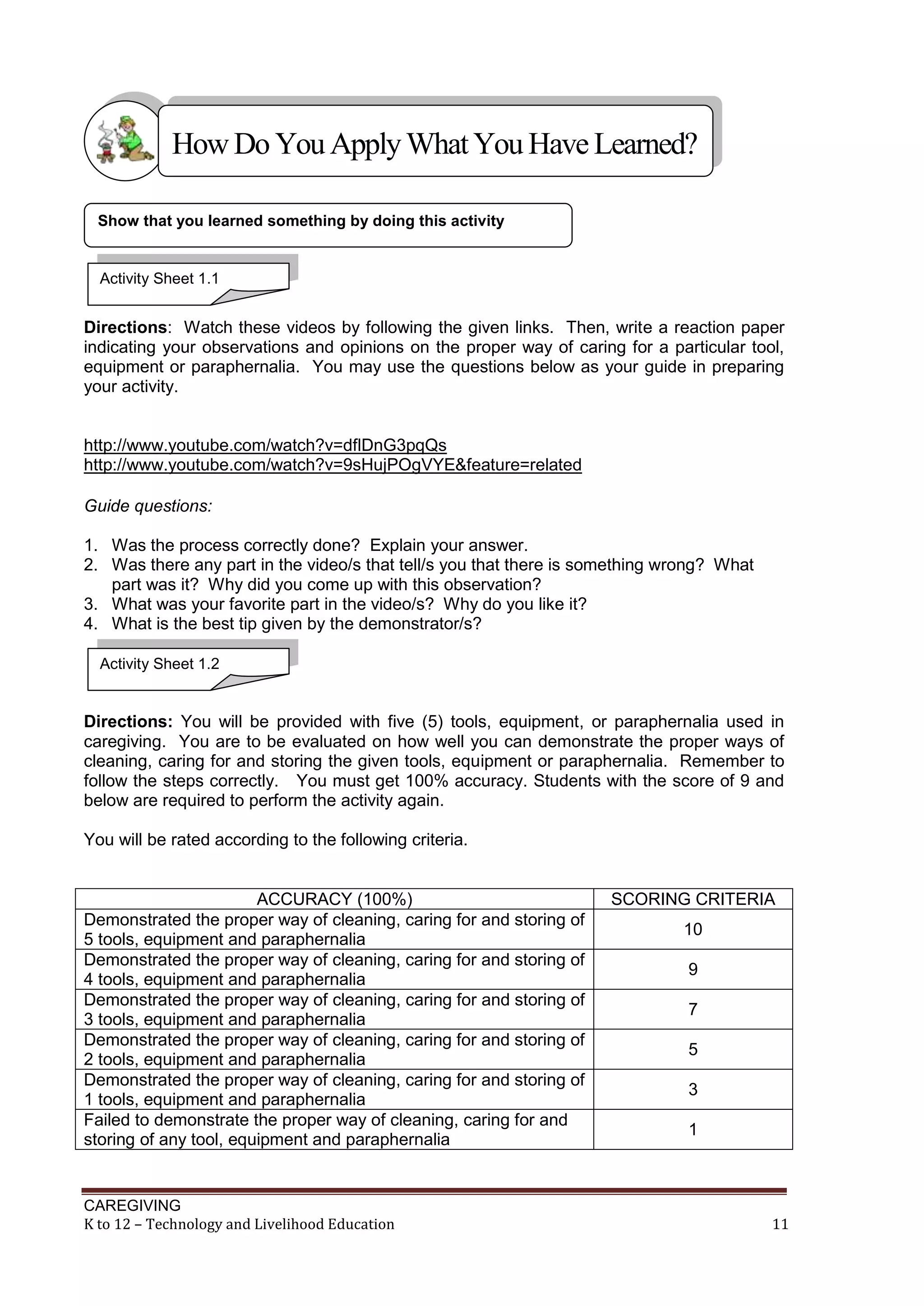 K to 12 caregiving learning modules | PDF