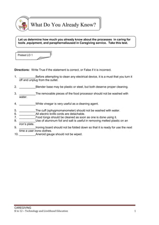 K to 12 caregiving learning modules | PDF
