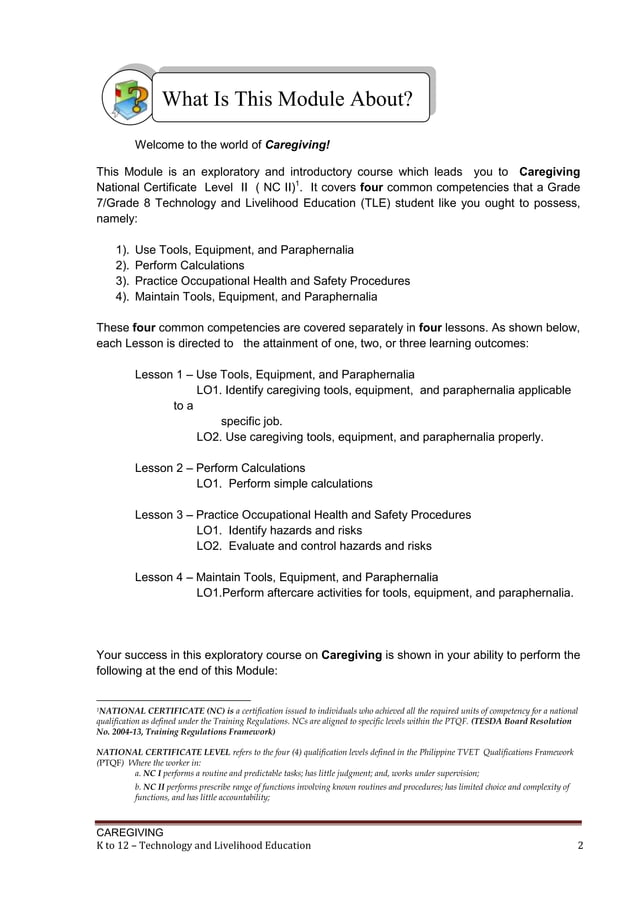 K to 12 caregiving learning modules | PDF