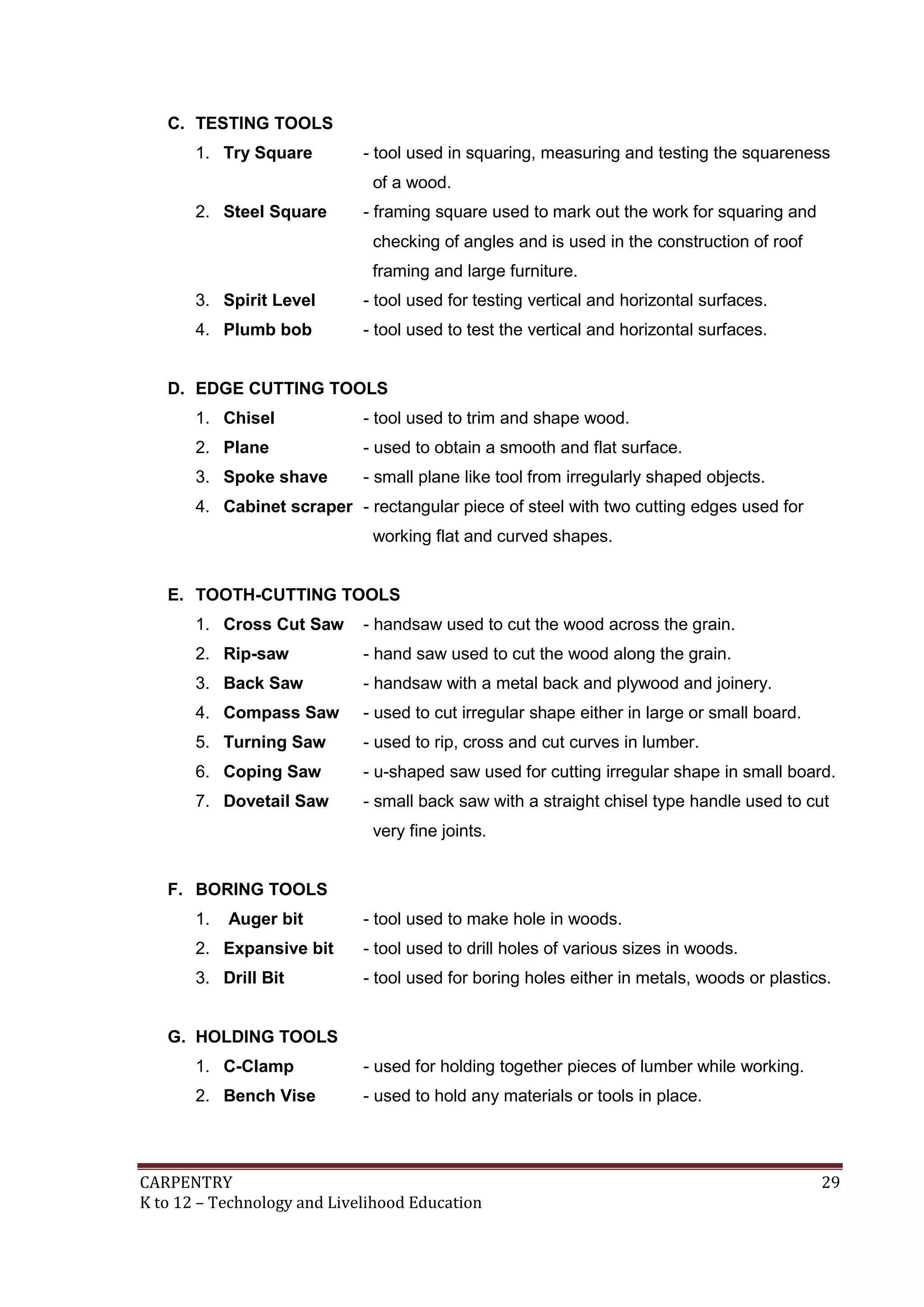 K to 12 Carpentry Learning Modules | PDF