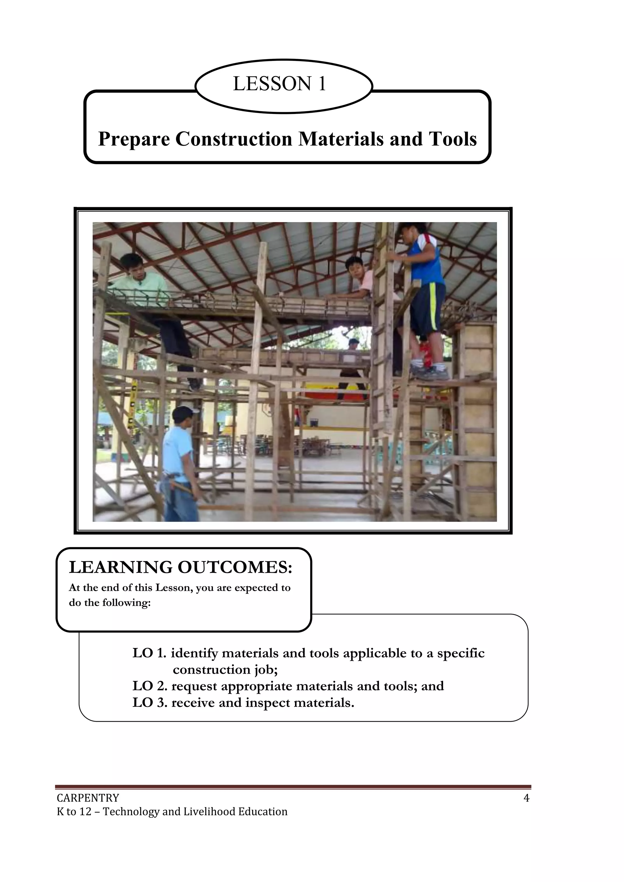 K to 12 Carpentry Learning Modules | PDF