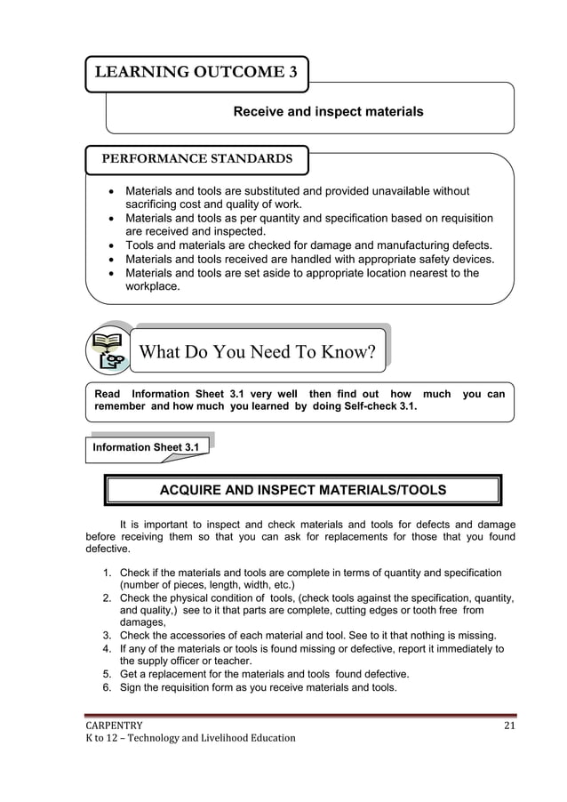 K to 12 Carpentry Learning Modules | PDF