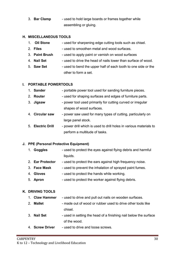 K to 12 Carpentry Learning Modules | PDF