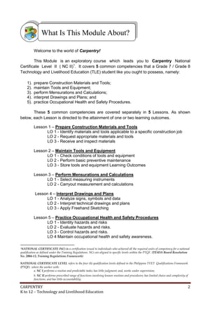 K to 12 carpentry learning modules | PDF