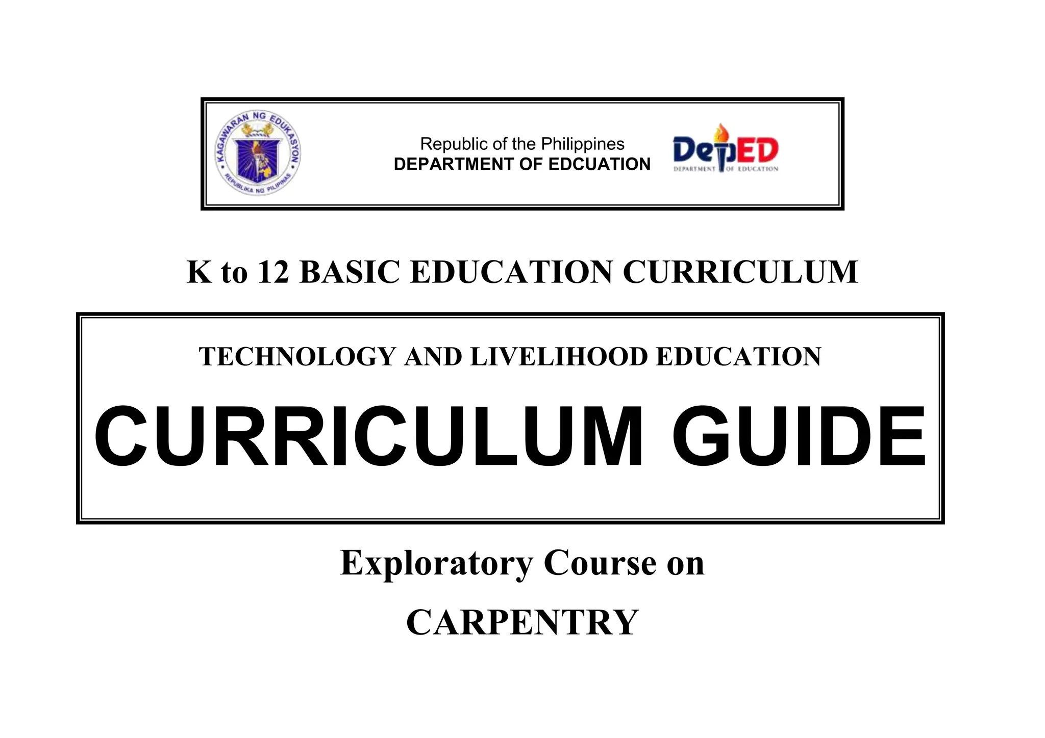 CURRICULUM GUIDE K to 12 CARPENTRY DEPED | PDF