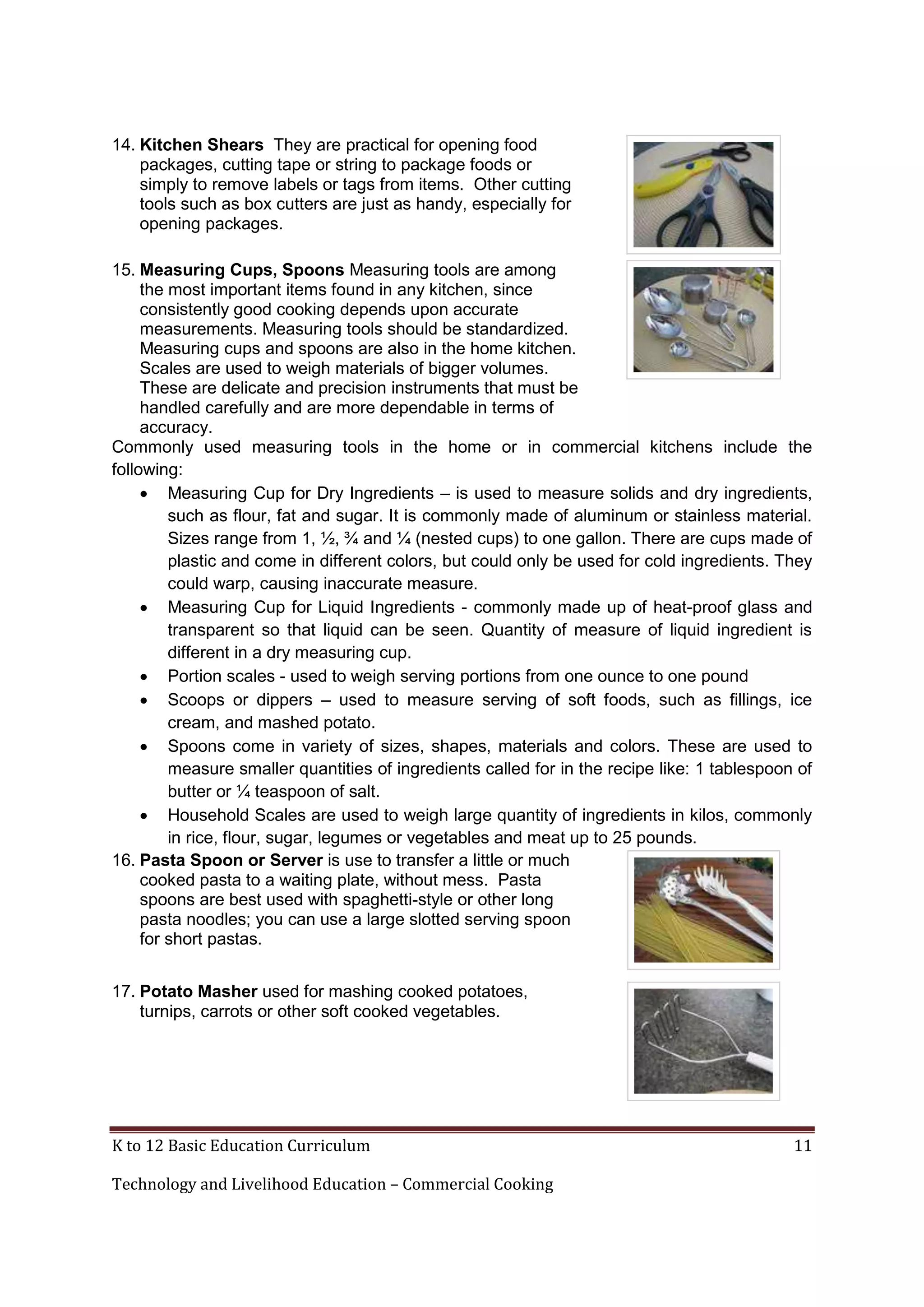 K to 12 commercial cooking learning module | PDF | Education