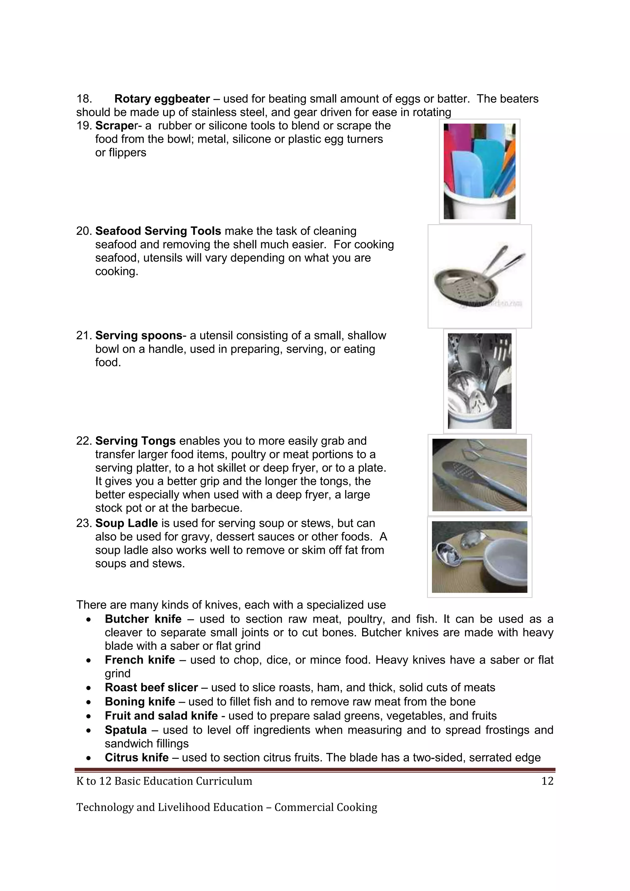 K to 12 commercial cooking learning module | PDF