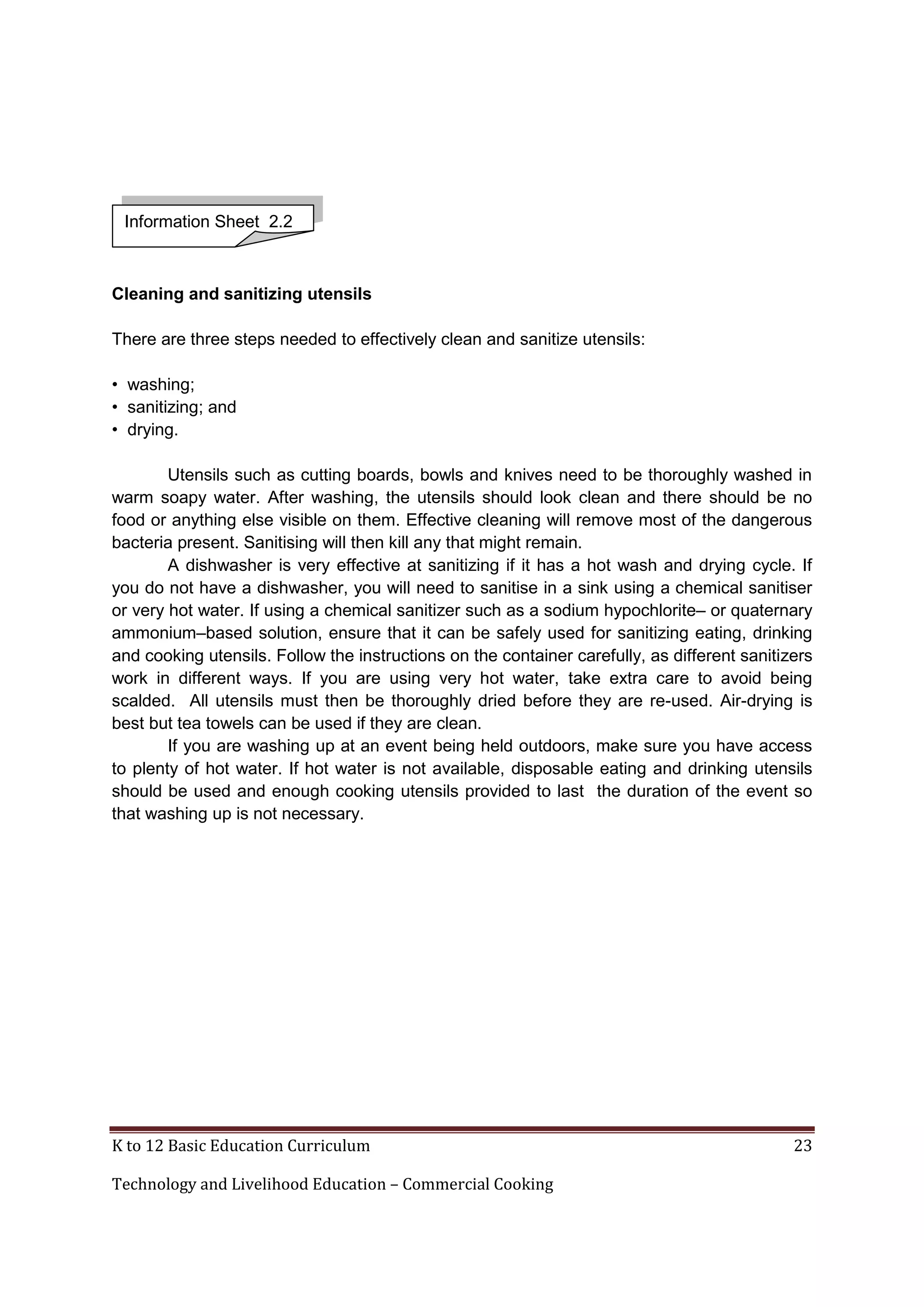 K to 12 commercial cooking learning module | PDF | Education