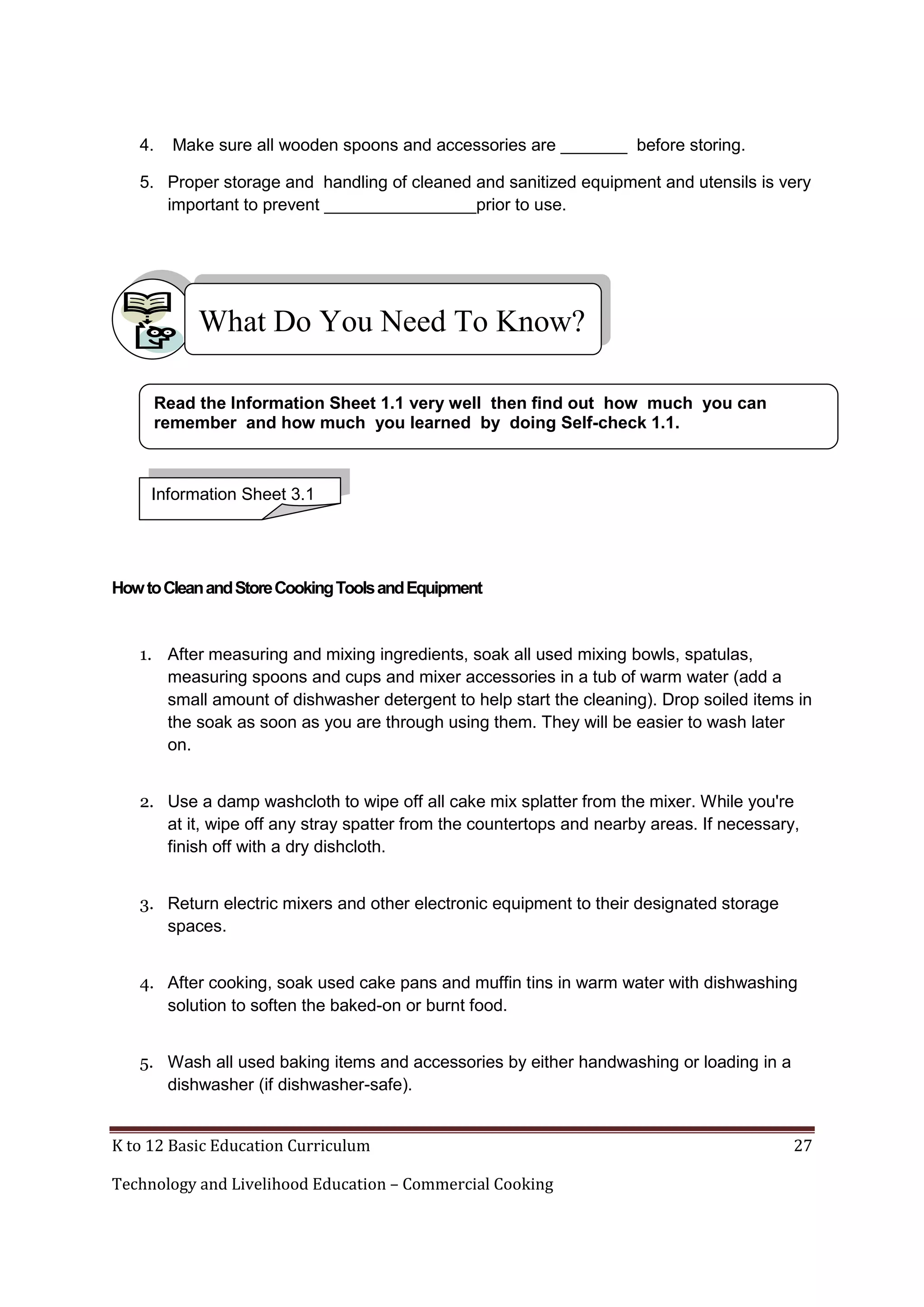 K to 12 commercial cooking learning module | PDF | Education