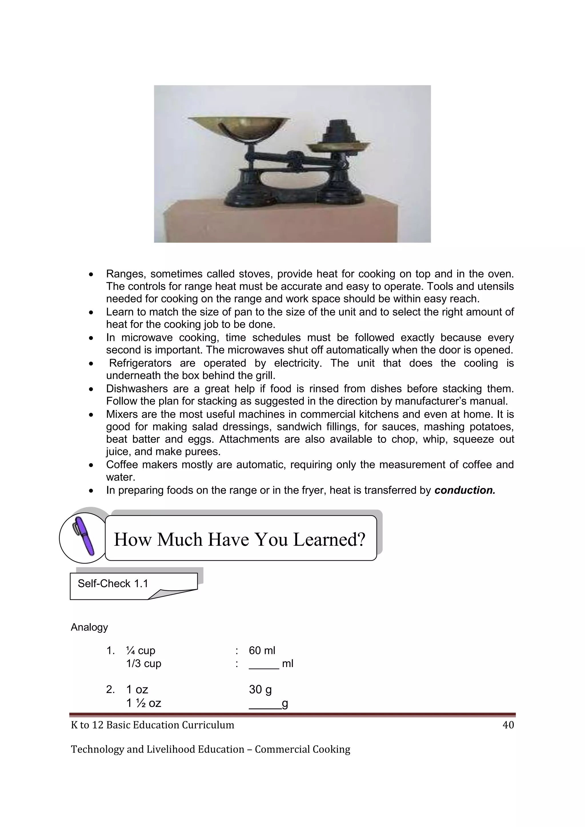 K to 12 commercial cooking learning module | PDF | Education