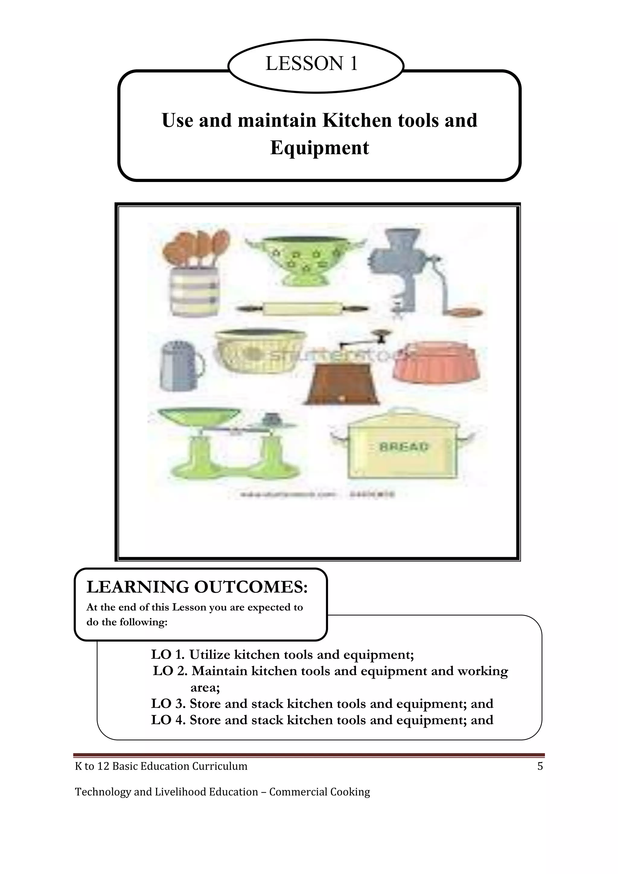 K to 12 commercial cooking learning module | PDF | Education