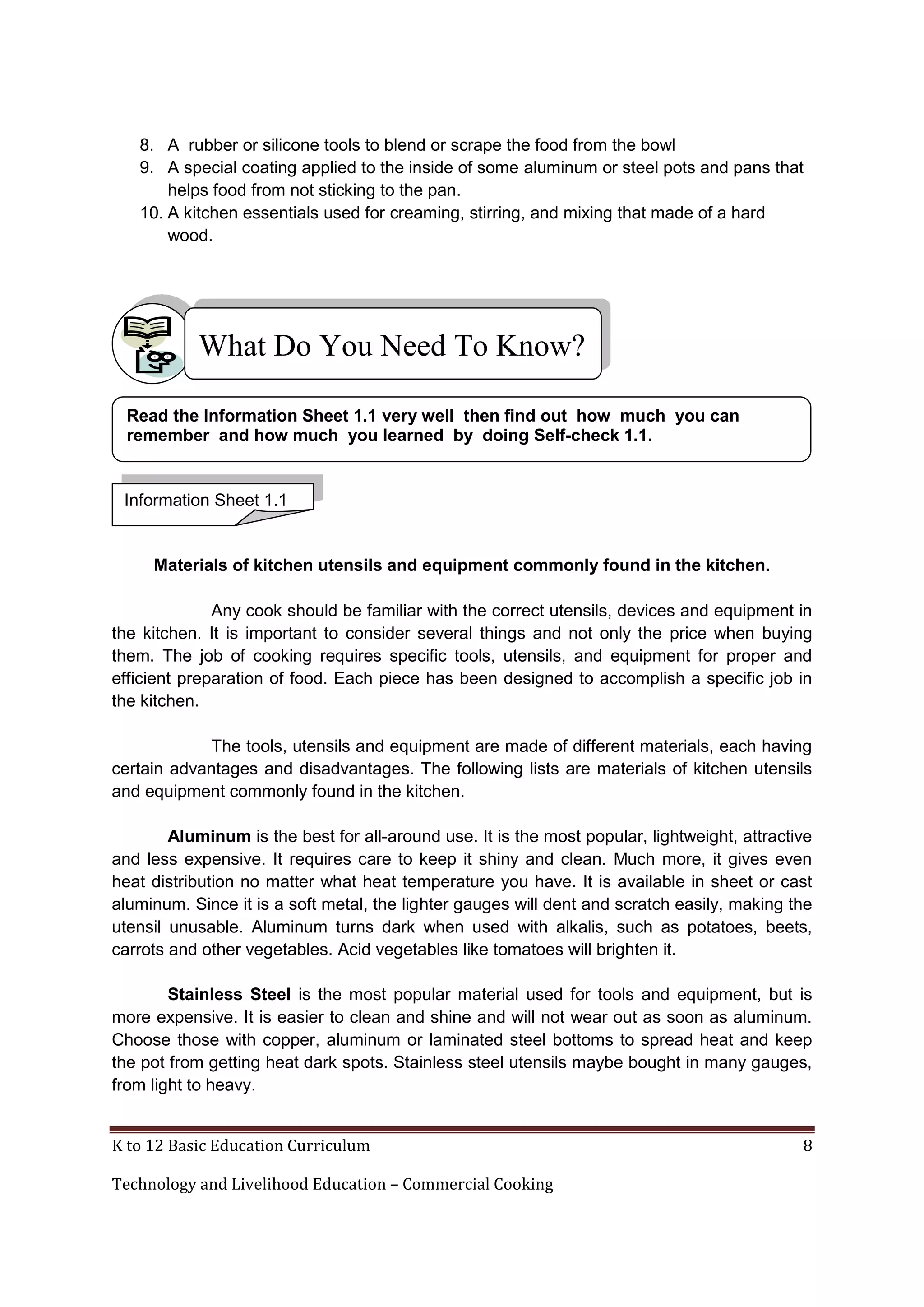 K to 12 commercial cooking learning module | PDF